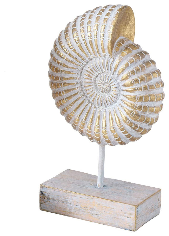 Abstract Nautilus Table Sculpture, 11.5 Inches - Beach Style ...