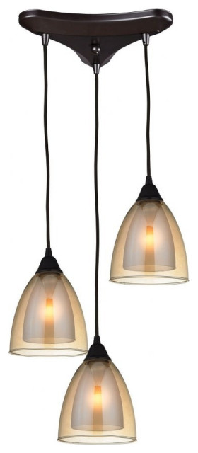 3 Light Triangular Pendant, Modern/Contemporary Style Luxe/Glam and ...