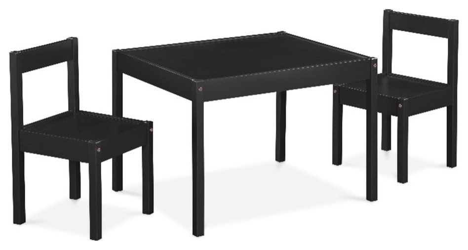 Olive & Opie Della 3-Piece Traditional Wood Kids Table & Chair Set in ...