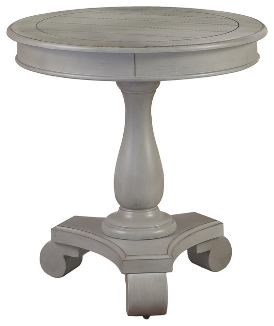 Transitional Antique Living Room Round End Table - Traditional - Side ...