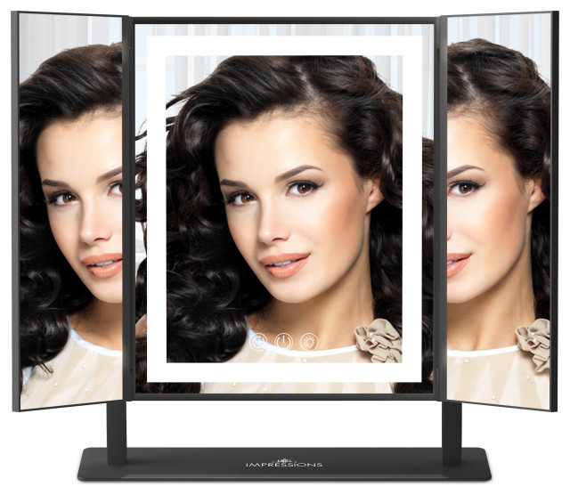 Luxury Trifold LED Tri Tone Makeup Mirror - Modern - Makeup Mirrors ...
