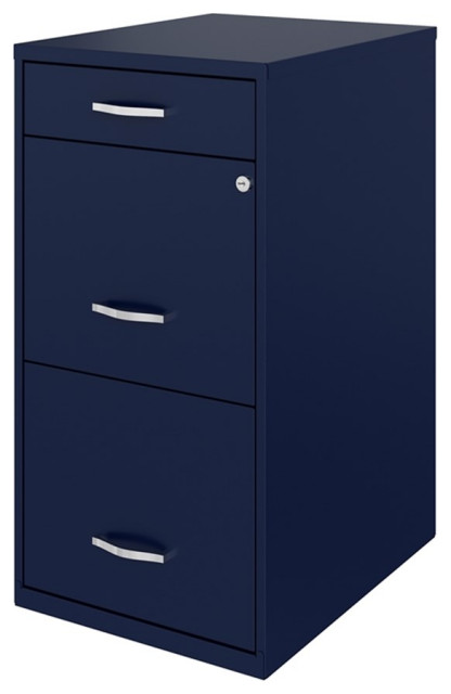 Pemberly Row 18" 3-Drawer Modern Metal Organizer File Cabinet in Navy ...