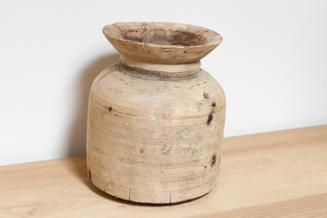 Rustic Colonial Wooden Water Pot-Rani - Rustic - Indoor Pots And ...