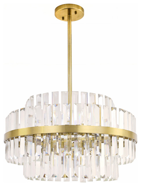 Sinclair Crystal Chandelier, Satin Gold - 24" ROUND - Contemporary - Chandeliers - by Lighting ...