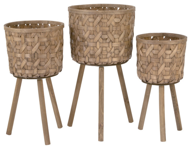 Bamboo Plant Buckets, Set of 3 - Tropical - Indoor Pots And Planters ...