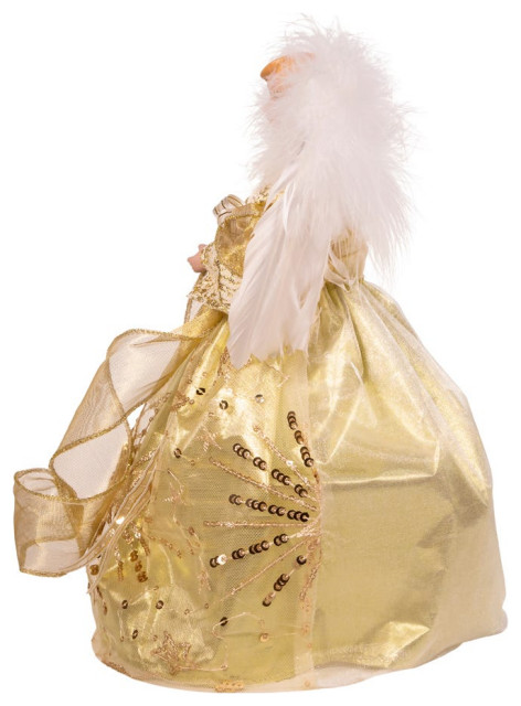 Kurt Adler 12" Battery-Operated White and Gold Fairy Angel Tree Topper ...