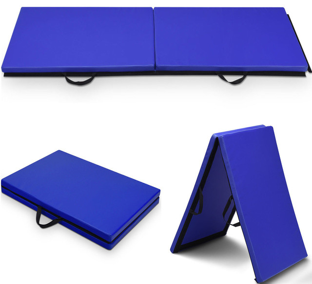 Costway 6’x 2’ Gymnastics Mat Thick Two Folding Panel Fitness Exercise ...
