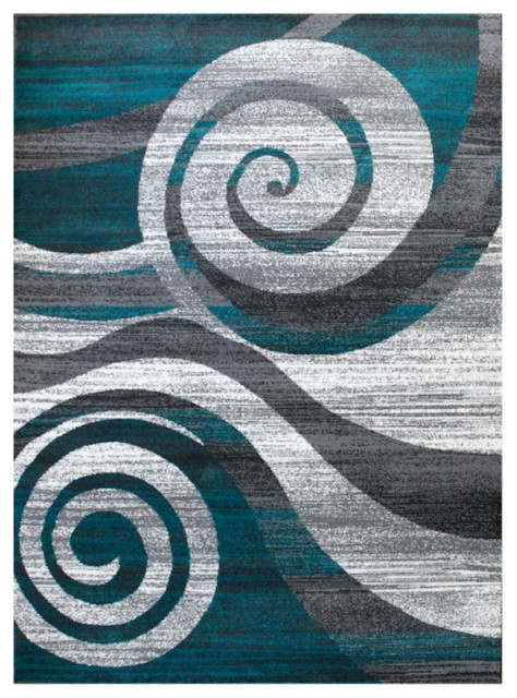 Flash Furniture Cirrus 8x10 Swirl Area Rug, Turquoise, OKR-RG1103-810 ...