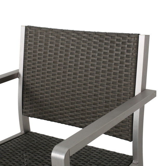 GDF Studio Capral Outdoor Gray Wicker Bar Stools, Set of 2 - Tropical ...