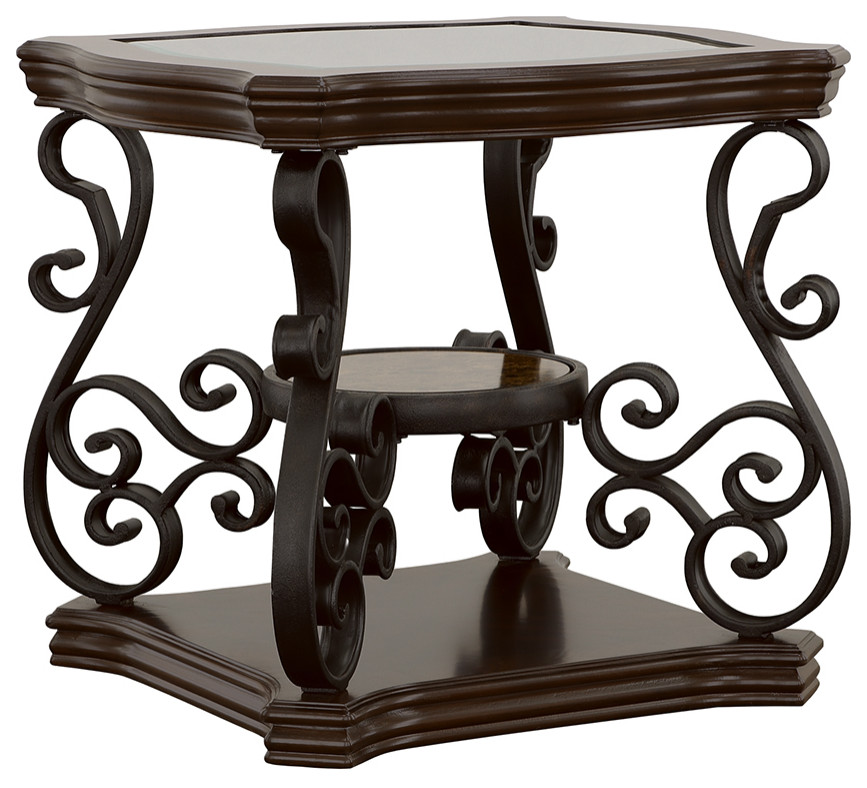 Laney End Table Deep Merlot and Clear - Mediterranean - Side Tables And ...