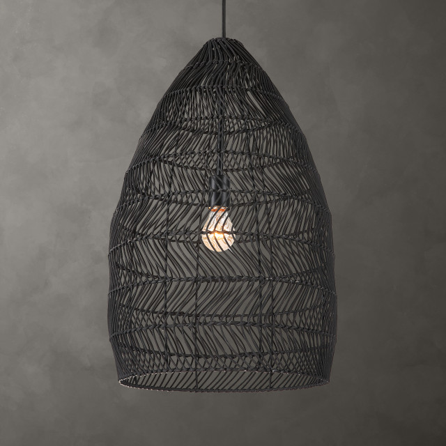 Nandi 1 Light Woven Black Pendant - Tropical - Pendant Lighting - by ...