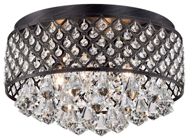 Chloe 4-light Antique Black Flush Mount Chandelier - Contemporary ...