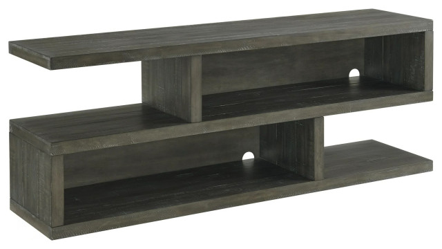 Gray TV Stand for TVs up to 75" with Cantilevered Design and Open ...