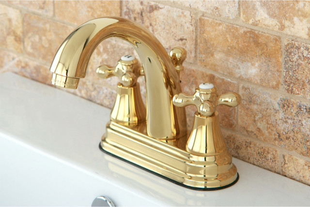 English Vintage Two Handle 4" Centerset Lavatory Faucet With Brass Pop ...