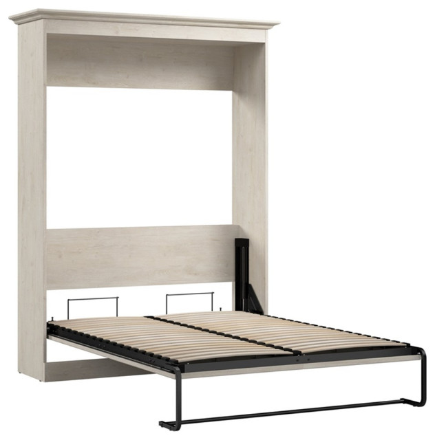 Bestar Versatile 64" Engineered Wood Full Murphy Bed in Linen White Oak ...
