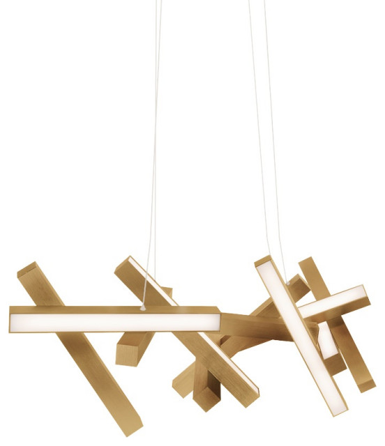 Chaos LED Linear Pendant, Aged Brass - Modern - Pendant Lighting - by ...
