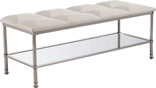 Paschall Off Storage Bench with Mirrored Shelf - Traditional - Accent ...