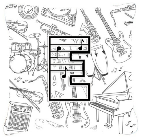 Letter E Musical Note Letters Canvas Fabric Decorative Pillow ...