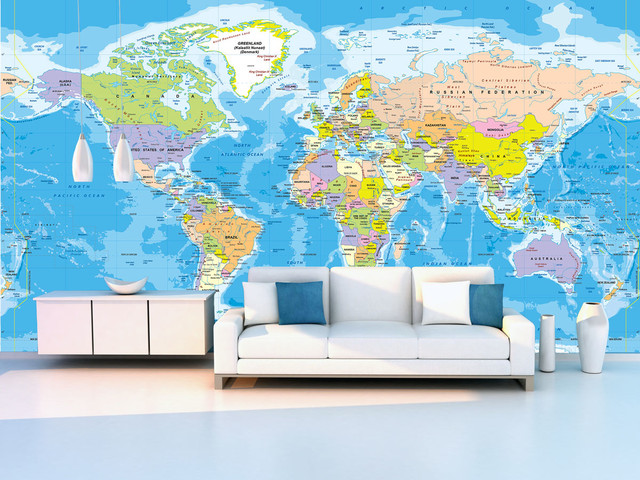 World Political Map Wall Decal, 142" X 96" - Modern - Wall Decals - by ...