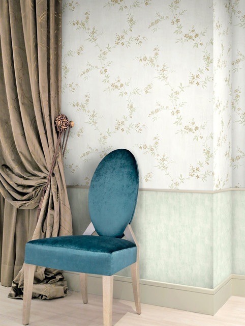 Floral Traditional Classic Metallic Rose Modest Wallpaper, Double Roll ...