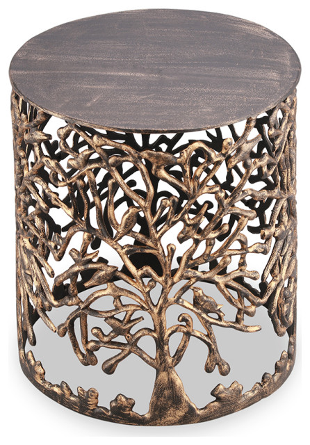 Tree and Lattice Pattern Garden Stool - Rustic - Accent And Garden ...