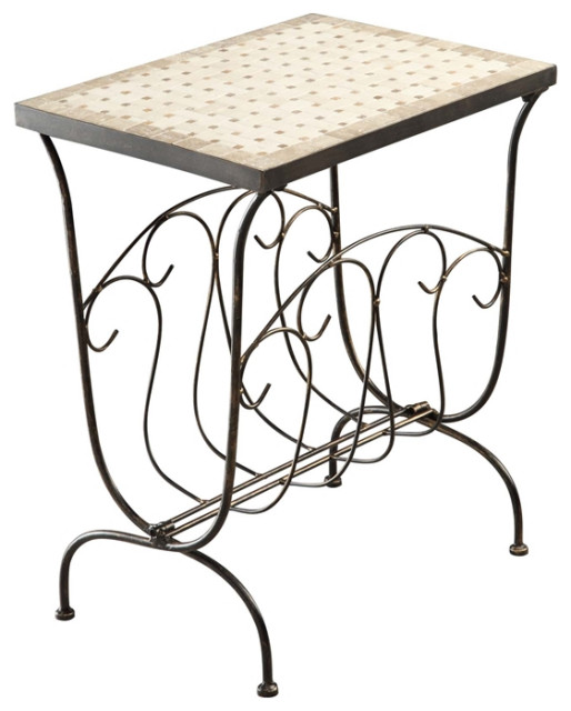 Travertine Magazine End Table - Mediterranean - Magazine Racks - by ...