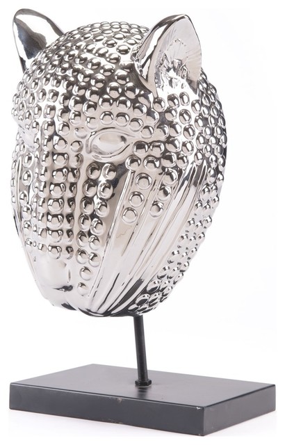 Modern Accent Decor Figurine Object Figure, Silver, Ceramic Steel ...