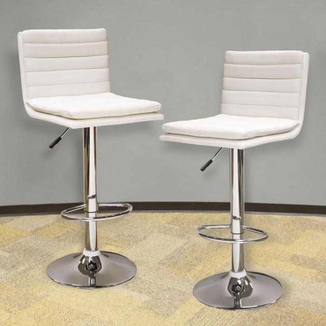 AmeriHome Modern Ripple Back Bar Stool - 2 Piece White - Modern - Bar ...