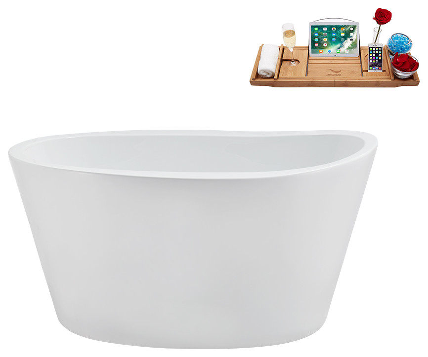 51" Streamline N3740ORB Soaking Freestanding Tub and Tray With Internal ...