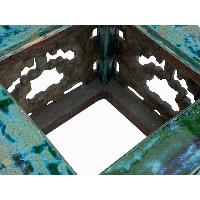 Vintage Chinese Turquoise Green Ru Yi Clay Large Square Garden Table ...