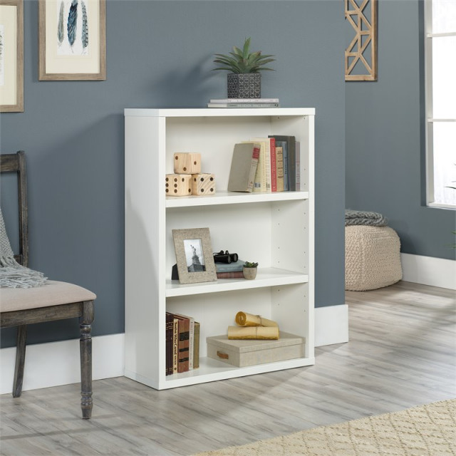 Pemberly Row Engineered Wood 3-Shelf Bookcase in Glacier White ...