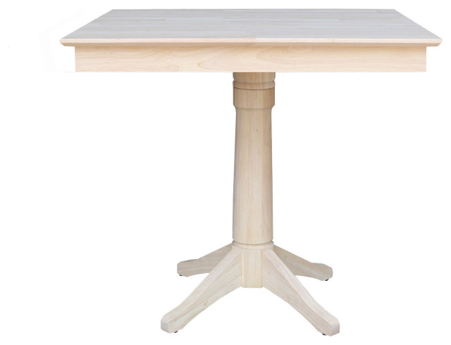 36" x 36" Natural Solid Wood Square Top Pedestal Table - 35.9" Height ...