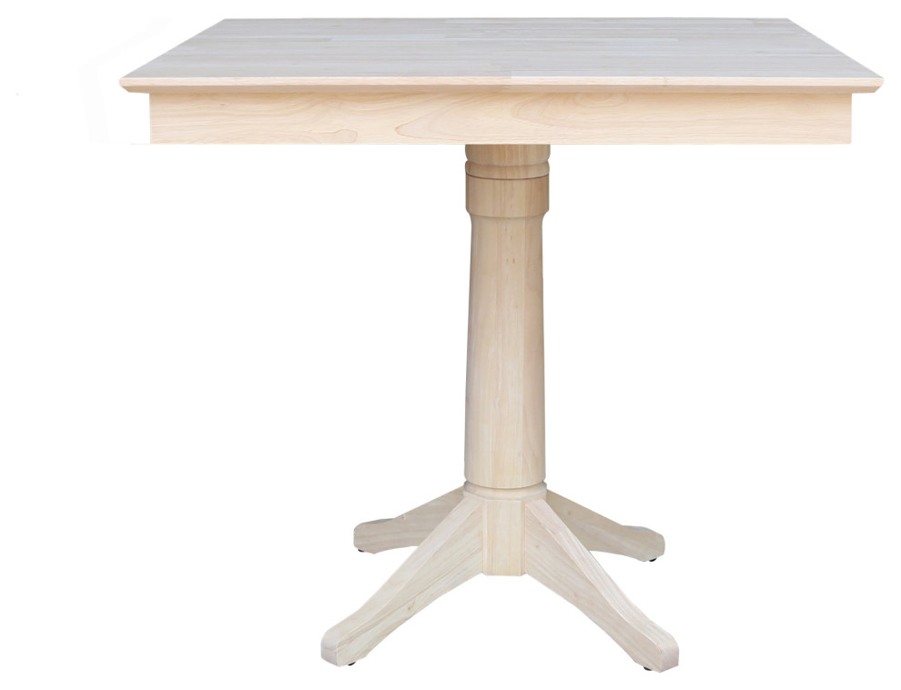 36" x 36" Natural Solid Wood Square Top Pedestal Table - 35.9" Height ...