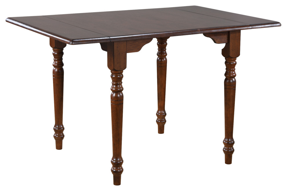 48" Rectangular Extendable Drop Leaf Dining Table Chestnut Brown Seats ...