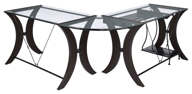 Monterey 3-piece L-shaped Computer Desk Set Cappuccino - Transitional ...