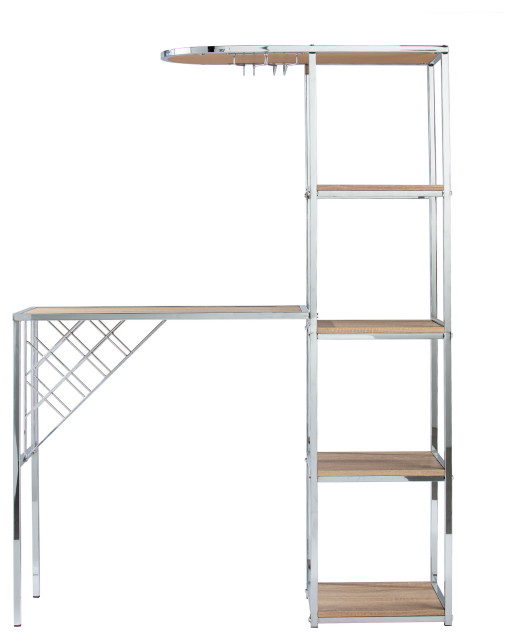 SEI Furniture Engineered Wood Serving Table with Bar Storage in Natural ...