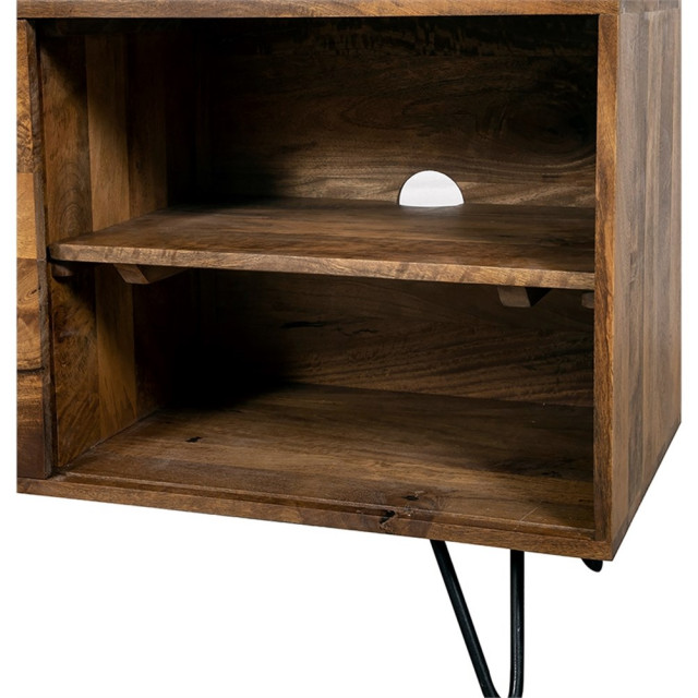 Porter Designs Alpine Solid Wood TV Stand - Natural - Midcentury ...