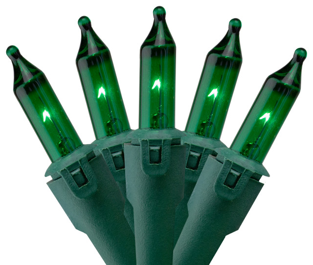 Green Commercial Grade Mini Christmas Lights 5.5" Spacing, Green Wire ...