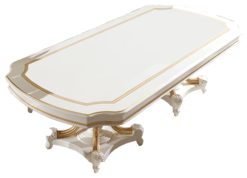 Infinity White and Gold Long Dining Table - Traditional - Dining Tables ...