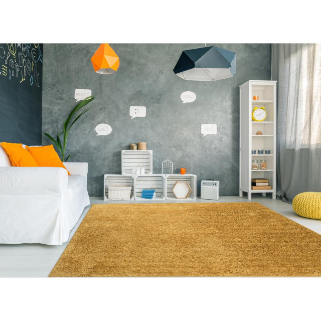 Illustrations Suma Gold Polyester Shag Area Rug, 7'6"x9'6", 7'6"x9'6 ...