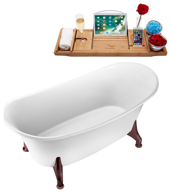 67" Streamline N1081ORB-IN-CH Clawfoot Tub and Tray With Internal Drain ...