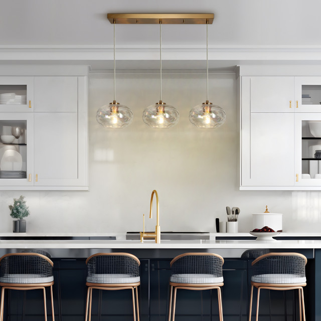 LNC Chrysaorican Modern Iridescent Globe Glass Kitchen Island Light ...