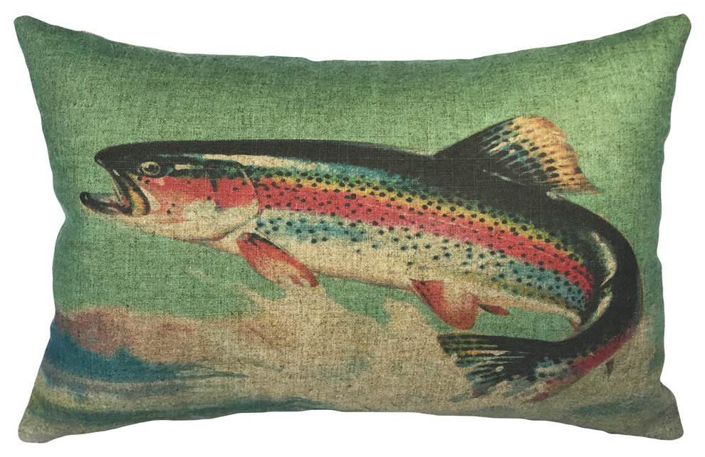 Trout Linen Pillow, 18" x 12" - Beach Style - Decorative Pillows - by ...
