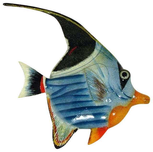 Tropical Bright Colorful Blue Orange Angel Fish Wall Decor 7X6 Inch ...
