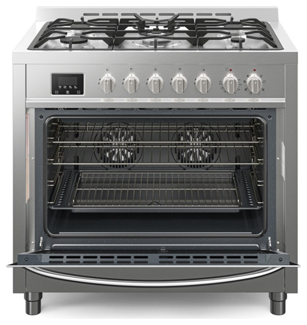 KoolMore 36 in. 5 Burner Freestanding Dual Fuel Range - Contemporary ...
