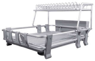 Aluminum 2-Tier Dish Drying Rack With Cutlery Holder - Modern - Drying ...