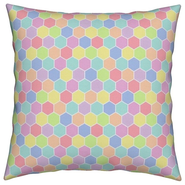 Rainbow Hexagon Pattern Geometric Pretty Throw Pillow - Contemporary ...