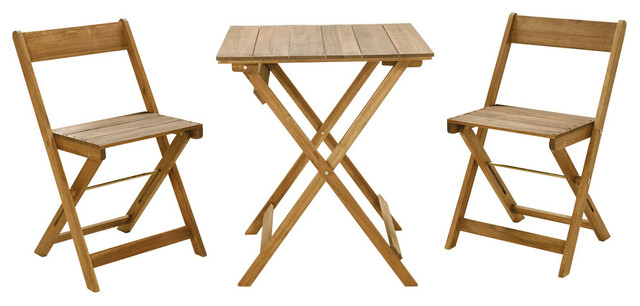 Rockport Brown Three Piece Square Table Set - Transitional - Outdoor ...