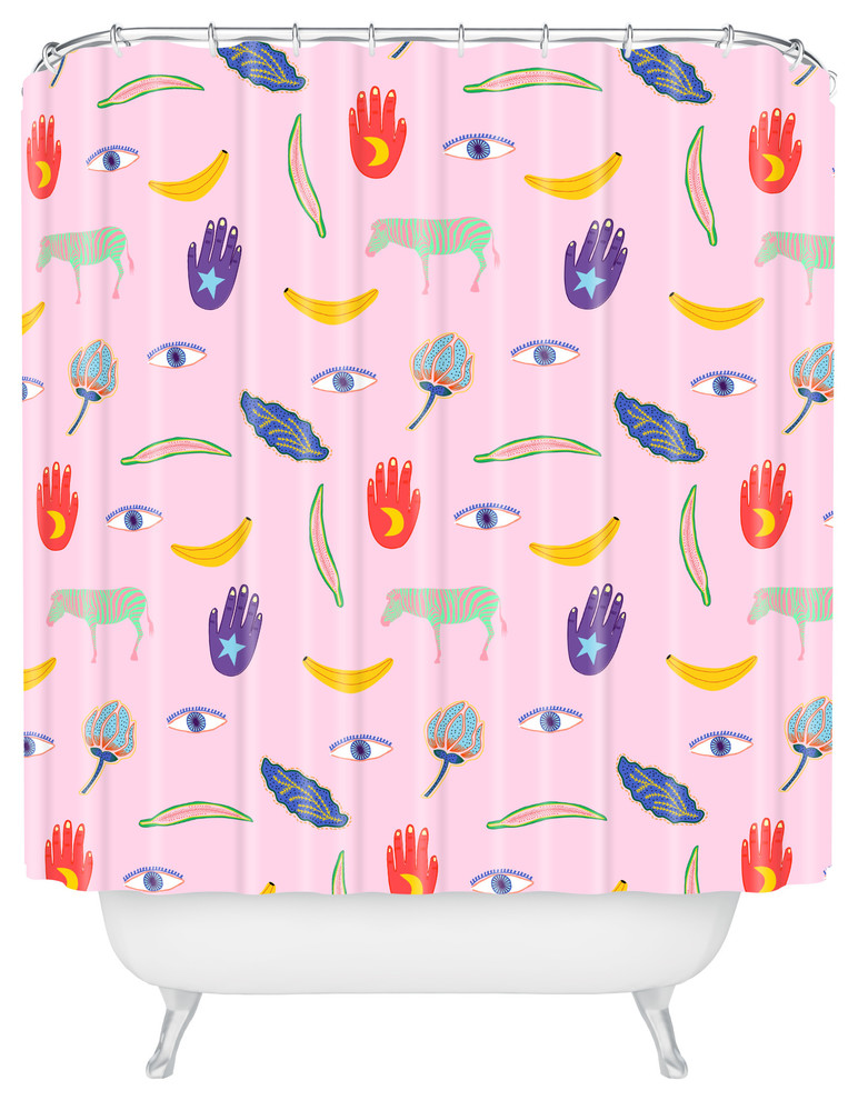 Hello Sayang Wow Pink Shower Curtain Contemporary Shower Curtains