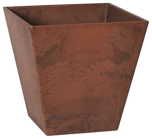 Novelty Artstone Ella Teak Square Planter, 14 Inch - Contemporary ...